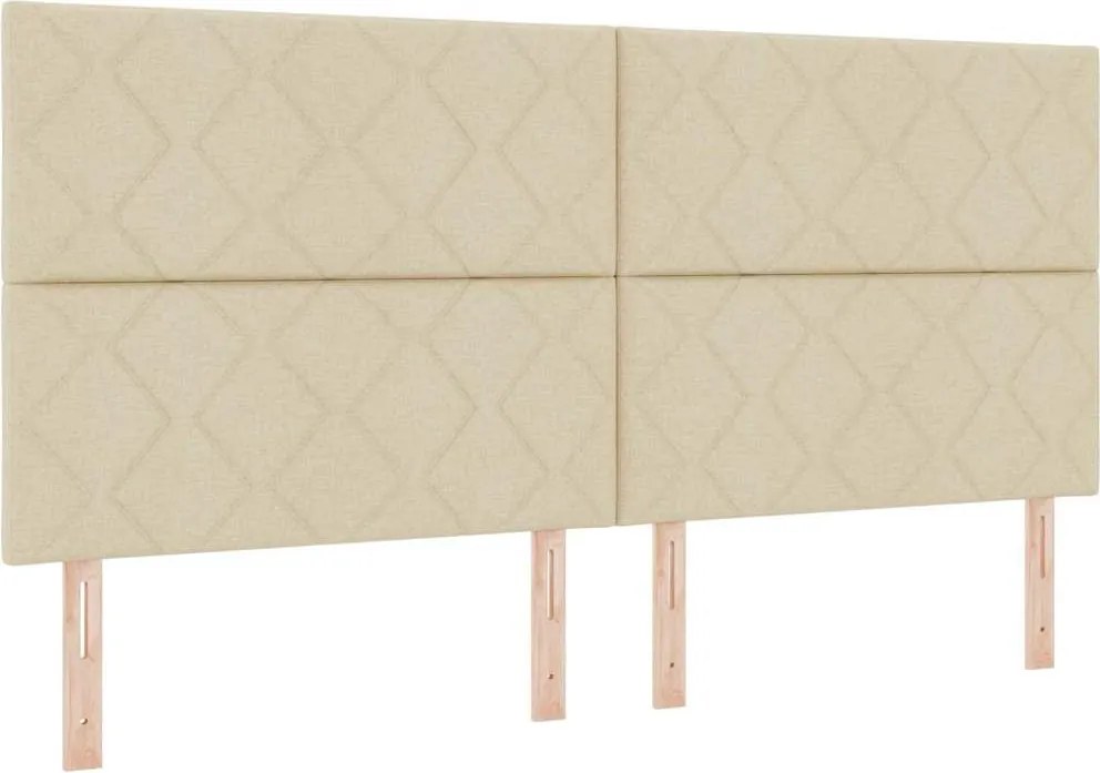 Postel s boxspringem s čelo Krémová 200 x 200 cm textil 3341922