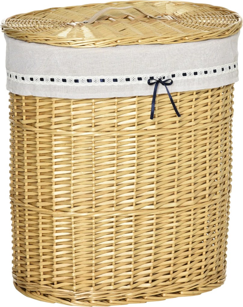 HOMCOM Koš na prádlo s víkem z proutí 100L 51x38x57cm Přírodní box na prádlo do ložnice a koupelny | Aosom.de