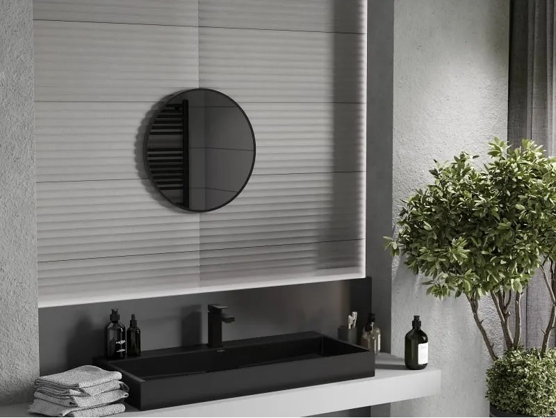 Mexen Loft kulaté koupelnové zrcadlo 50 cm, černý rám - 9850-050-050-000-70