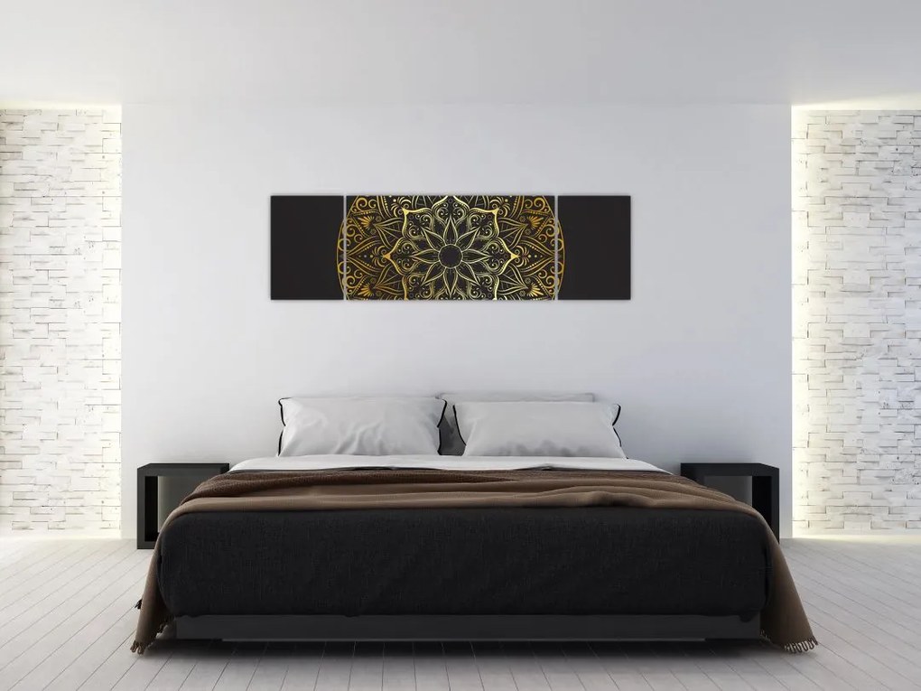 Obraz zlaté abstrakce (170x50 cm)