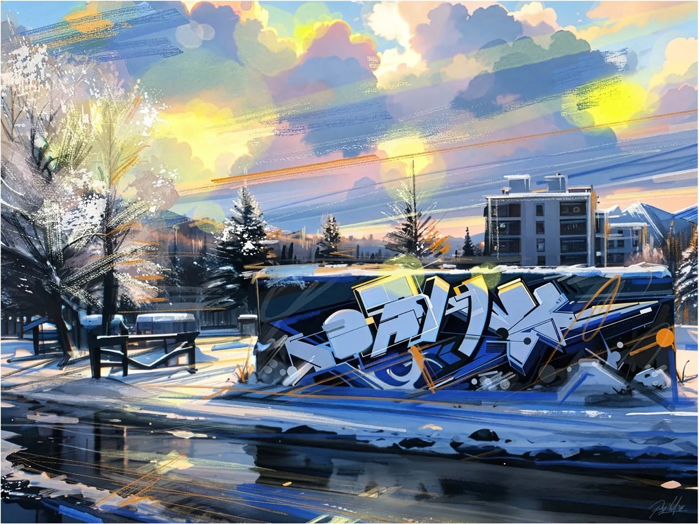 Jozef Spodniak | Panika71 Panika71 | Vánoce u babičky Rám: Bílý, Velikost: 30 x 40 cm