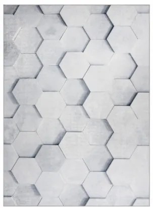 Koberec protiskluzový ANDRE 1180 Plást medu, kostka 3D - šedý