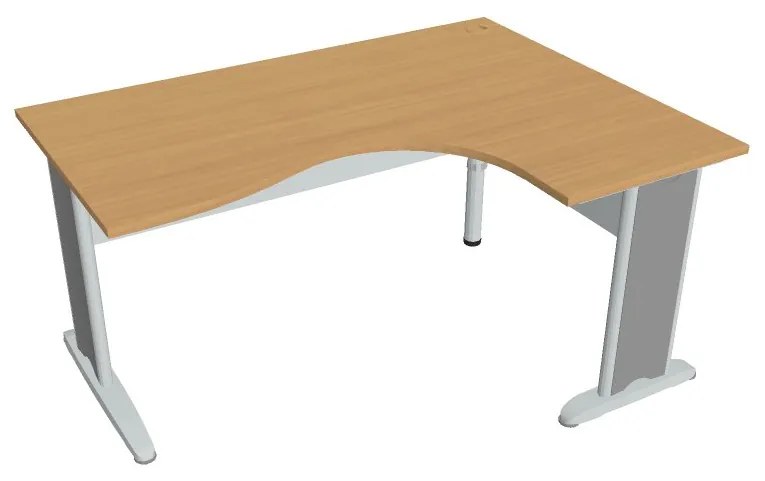 Stůl ergo vlna levý 160×120/80 cm - Hobis Cross CE 2005 L Dekor stolové desky: buk, Dekor lamino podnože: šedá, Barva nohou: Stříbrná