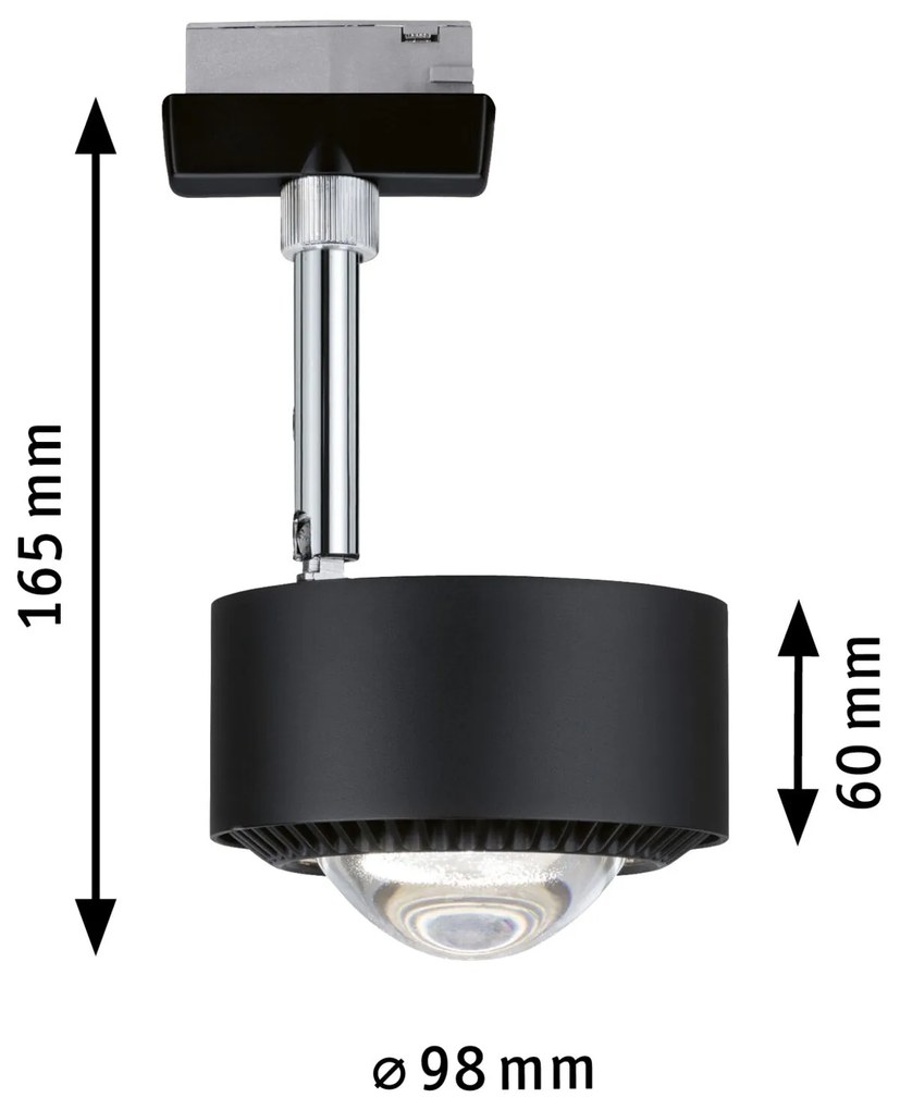 Paulmann 96812 Aldan, spot pro Urail systém, 9W LED 4000K stmívatelné, matná černá, výška 17cm