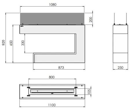 InFire - BIO krb 110x92 cm 3kW černá