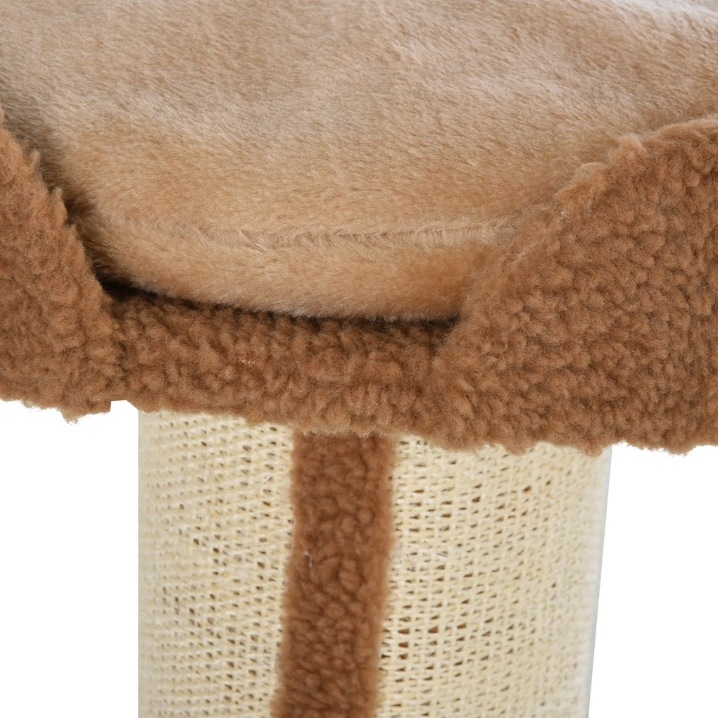 PawHut škrabadlo s odnímatelným polštářem, do 30 kg, škrabadlo, kočičí strom s plošinou, stabilní, sisal, světle hnědá, 45x45x91cm