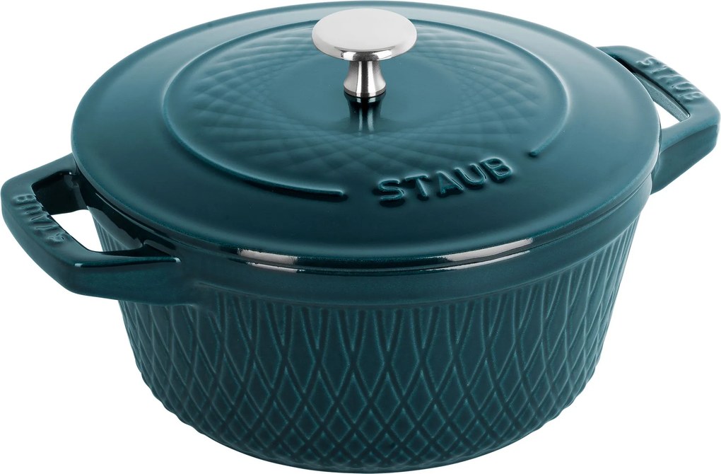 Staub Litinový hrnec s poklicí Cocotte Twist, Ø 24 cm / 4,0 l, mořská modř 1023546