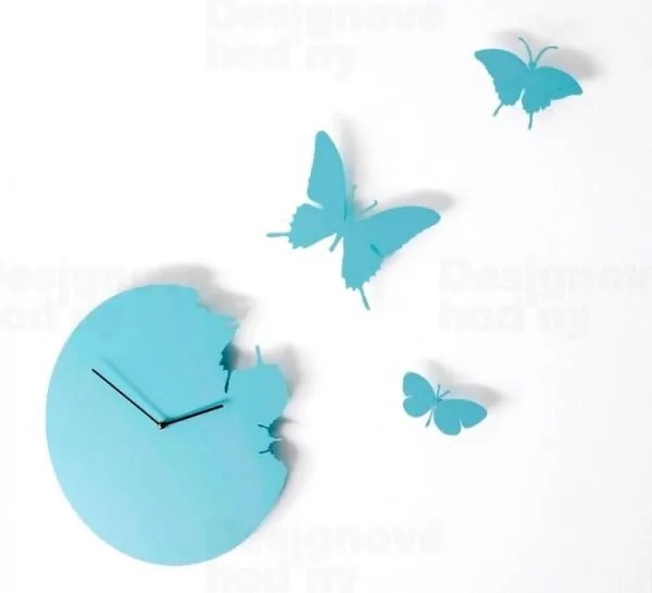 Diamantini&Domeniconi Butterfly sky blue 40cm nástěnné hodiny