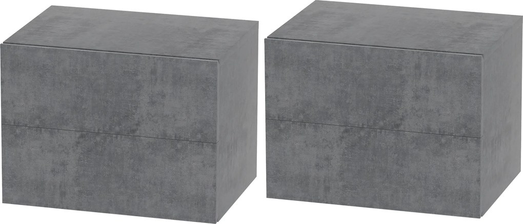 HOMCOM Sada 2 nástěnných nočních stolíků se 2 zásuvkami, noční stolky do ložnice, úsporné postranní stoly do obývacího pokoje, 40x29x30 cm, šedý ceme…