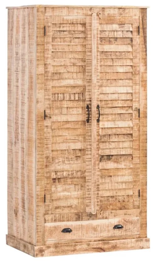 furniture-nabytek.cz - Masivní šatní skříň Carino z mangového dřeva, lakovaná, přírodní barva – 90×60×180 cm