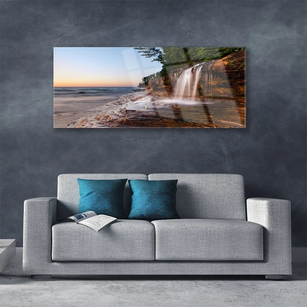 akrylový obraz Vodopád Krajina 125x50 cm
