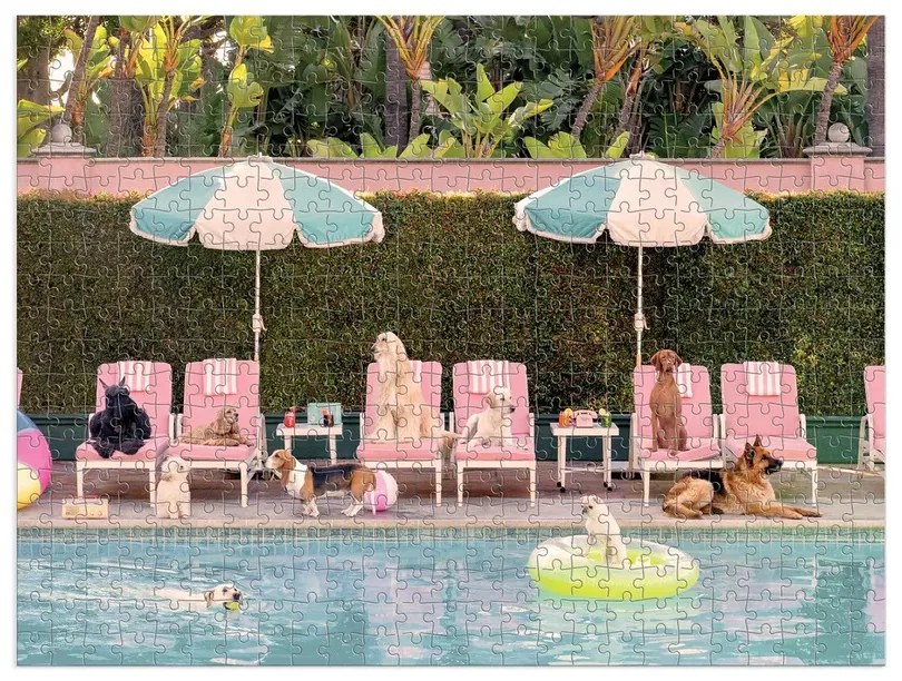 Galison Puzzle oboustranné Psi v hotelu Beverly Hills 500 dílků