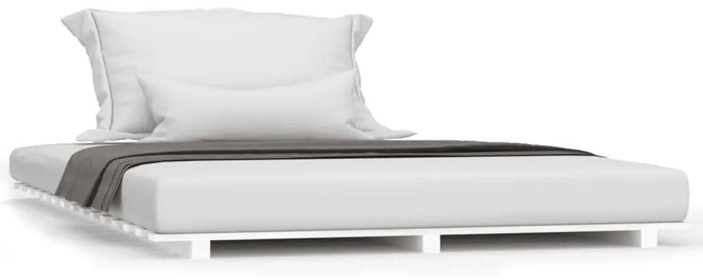 Rám postele bílý 135 x 190 cm masivní borovice,  824609