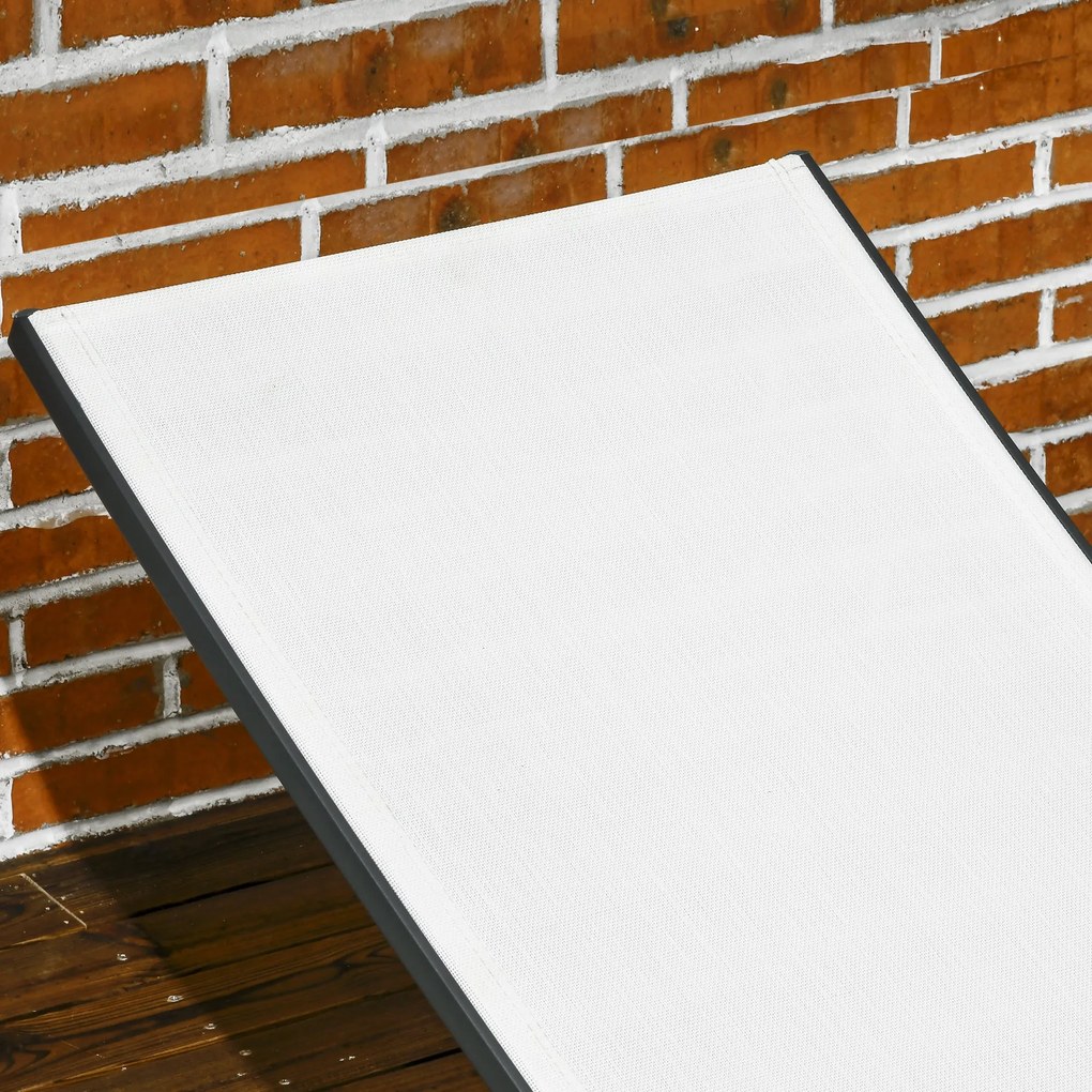 Outsunny Sada 2 Zahradních Lehátků s Polohovatelným Hliníkovým Rámem a Kolečky na Pláž a Bazén 165x66x102 cm Matt Bílá