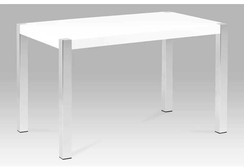 Artium Jídelní stůl 120x75 cm, vysoký lesk bílý / chrom -  AT-2086 WT
