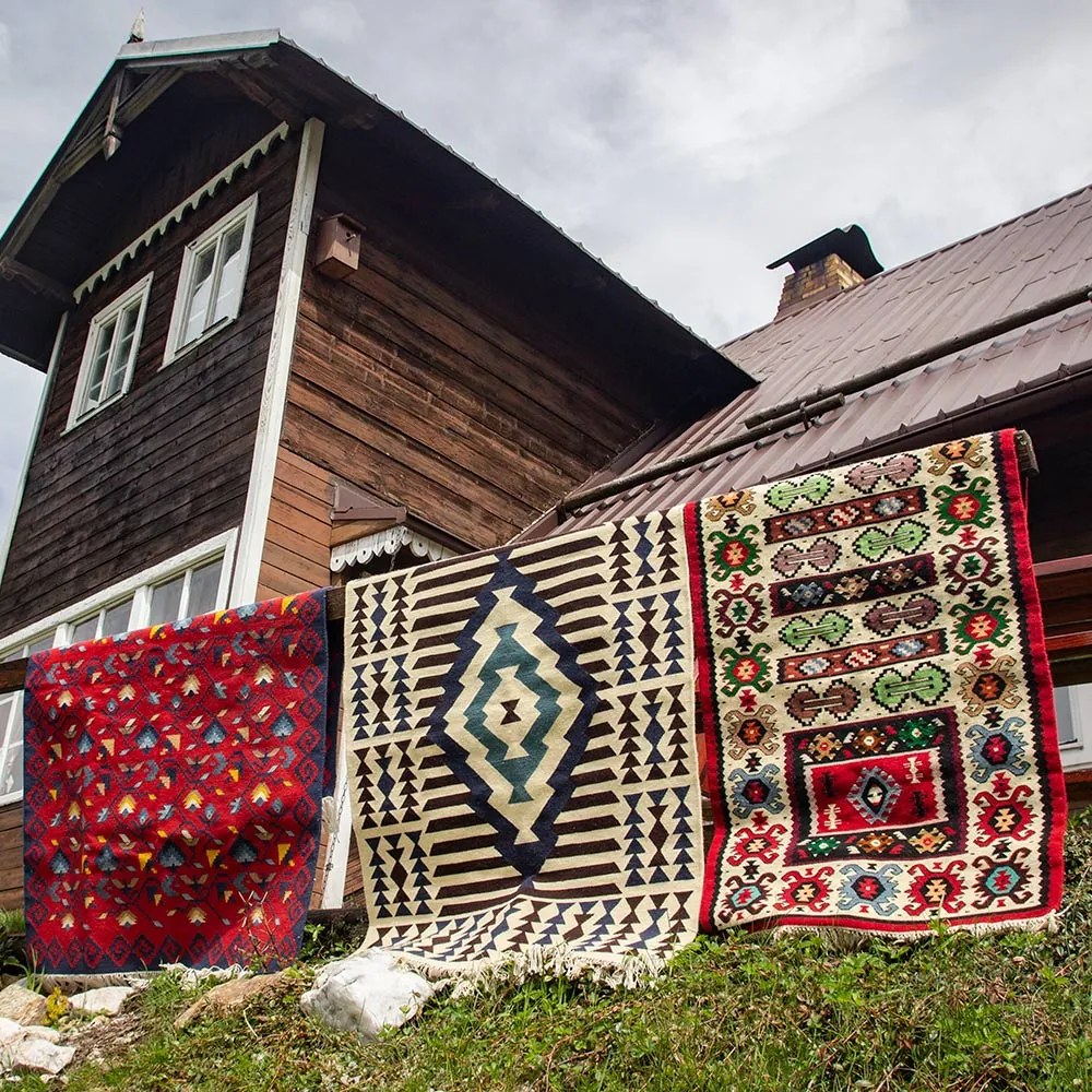 Vlněný Kilim "Jarní vinná réva"