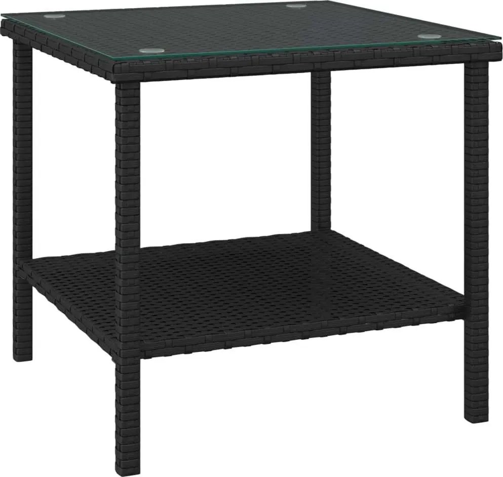 vidaXL Odkládací stolek 45 x 45 x 45 polyratan a tvrzené sklo [319398] Barva: Hnědá