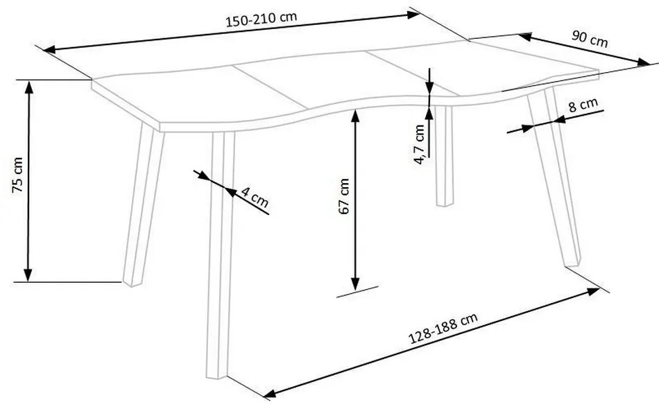 Jídelní stůl Dickson II, přírodní dřevo / černá