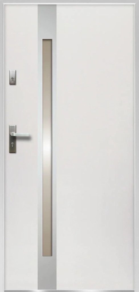 O.K. DOORS Ocelové vchodové dveře TEMIDAS INOX P55 bílé 90 P