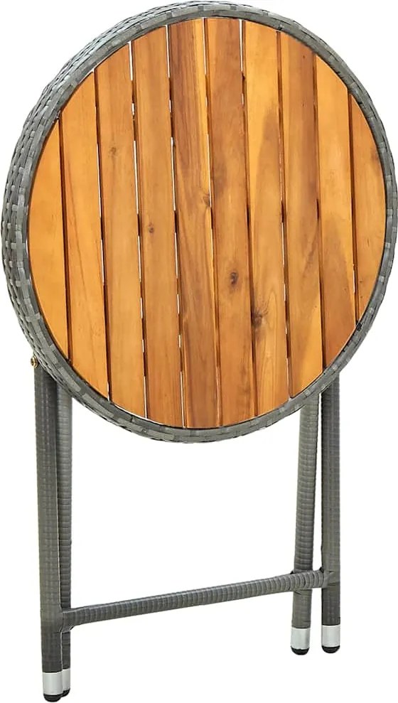 Čajový stolek šedý 60 cm polyratan a masivní akácie 316510