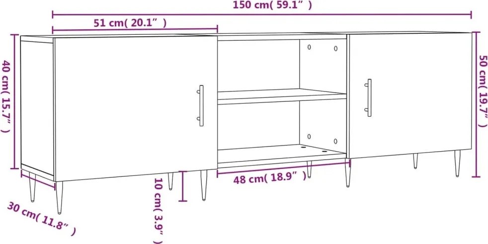 vidaXL TV skříňka 150 x 30 x 50 cm kompozitní dřevo [829088] Barva: dub sonoma