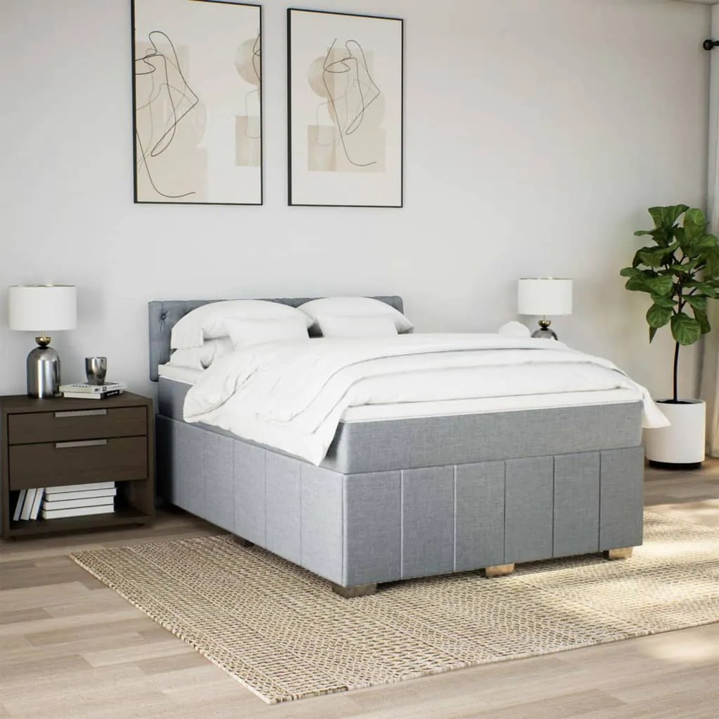 Box spring postel s matrací světle šedá 140 x 200 cm textil 3287098
