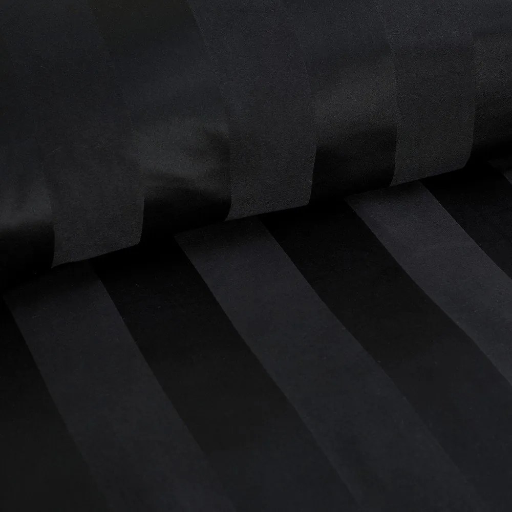 Černé 3dílné saténové povlečení na dvoulůžko 200x200 cm So Soft Satin Stripe – Catherine Lansfield