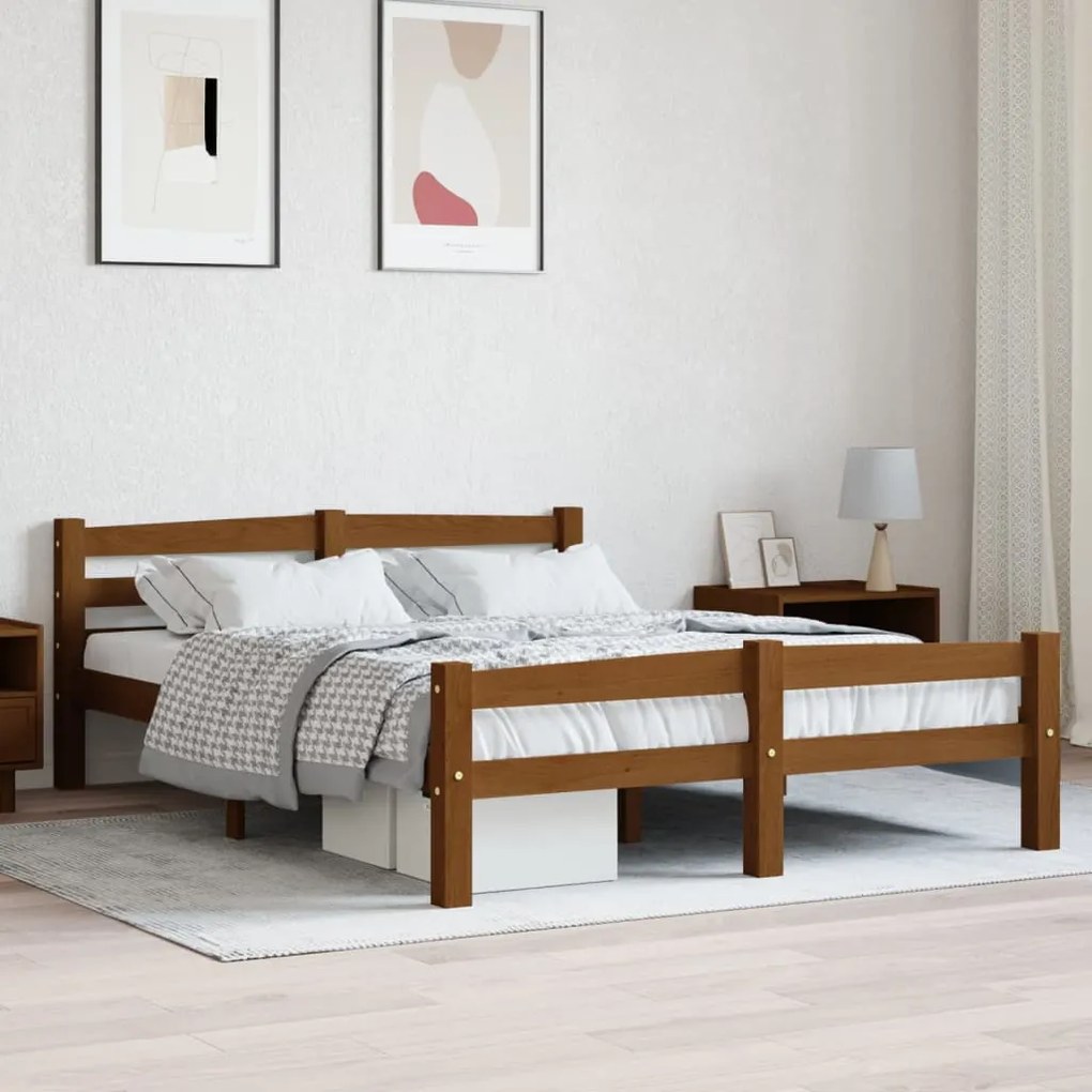 Rám postele medově hnědý masivní borovice 120 x 200 cm 322077