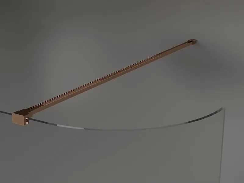 Mexen Kioto, zaoblená sprchová zástěna 130 x 200 cm, 8mm čiré sklo, růžové zlato profil, 800-130-101-60-06