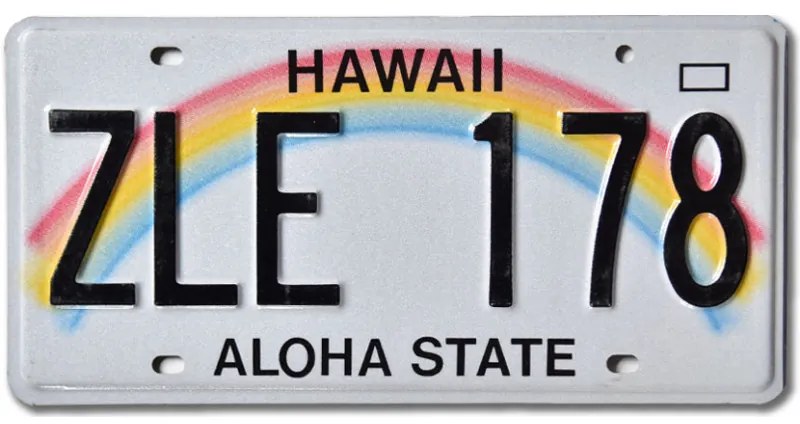 Americká SPZ Hawaii Aloha Rainbow ZLE 178