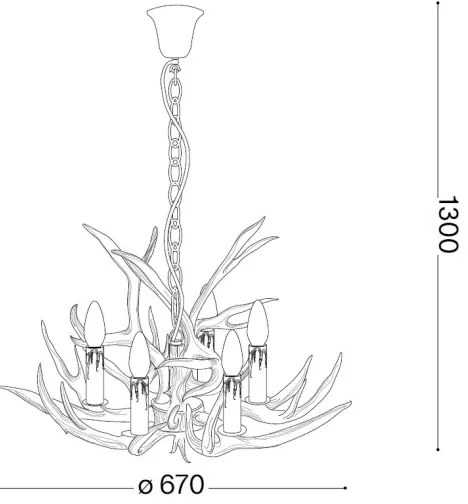 Ideal Lux - Lustr na řetězu CHALET 6xE14/40W/230V paroží