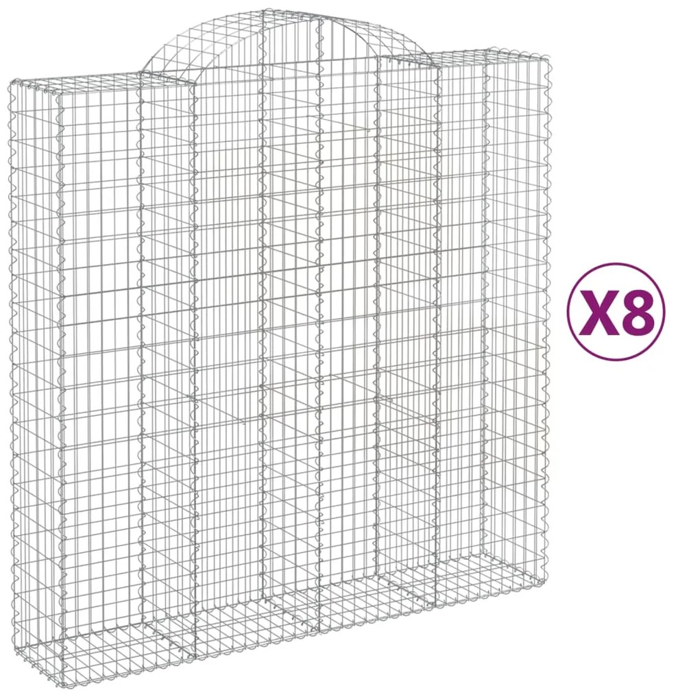 vidaXL Klenuté gabionové koše 8 ks 200x50x200/220cm pozinkované železo