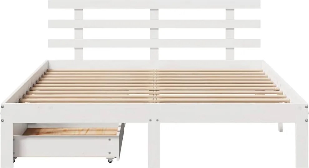 Rám postele se zásuvkami bílý 160 x 200 cm masivní borovice 3302015