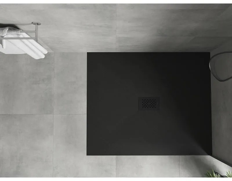 Mexen Hugo, obdélníková sprchová vanička SMC 110 x 100 cm, černá, černá krytka, 42701011-B