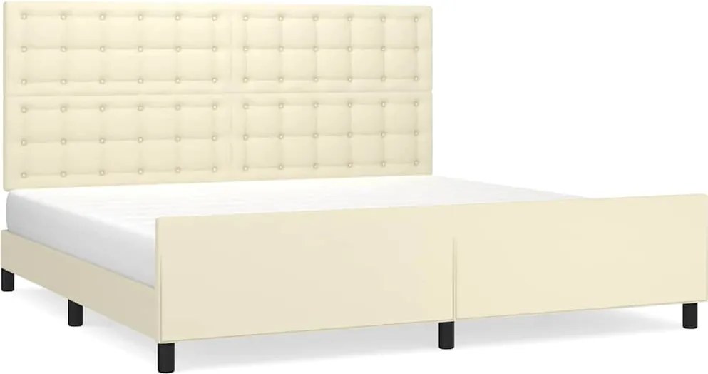 Rám postele s čelem krémový 200x200 cm umělá kůže 3125593