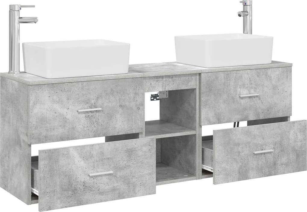 Sada koupelnových skříněk 3 ks Betonově šedá 53 x 34,5 x 63 cm 3405854