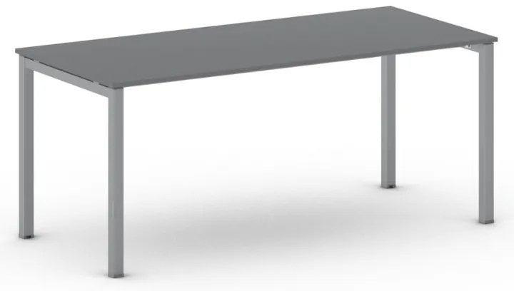Jednací kancelářský stůl PRIMO SQUARE, 180x80 cm, šedostříbrná podnož, grafit