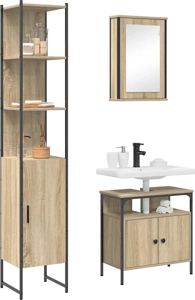 Sada koupelnového nábytku 3 ks Sonoma dub 33 x 33 x 185,5 cm 3399399