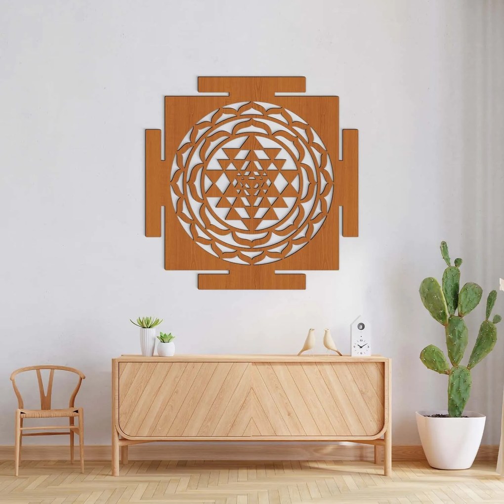 DUBLEZ | Dřevěná mandala na zeď - Symbol Sri Yantra | Obraz