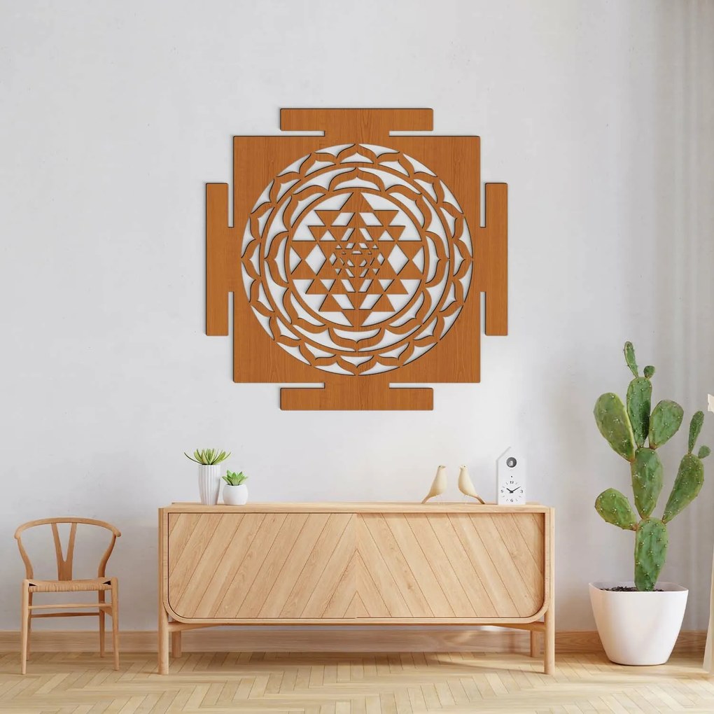 DUBLEZ | Dřevěná mandala na zeď - Symbol Sri Yantra