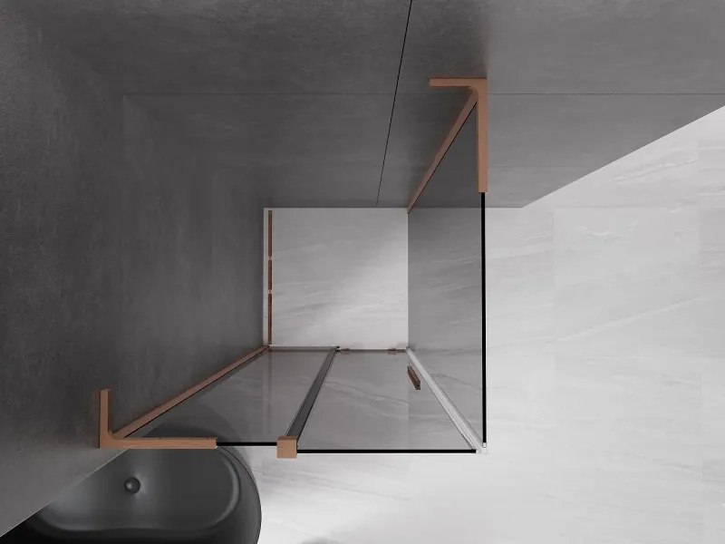 Mexen Velar L, sprchový kout s posuvnými dveřmi 90 x 90 cm, 8mm šedé sklo, měděná matná, 871-090-090-43-65