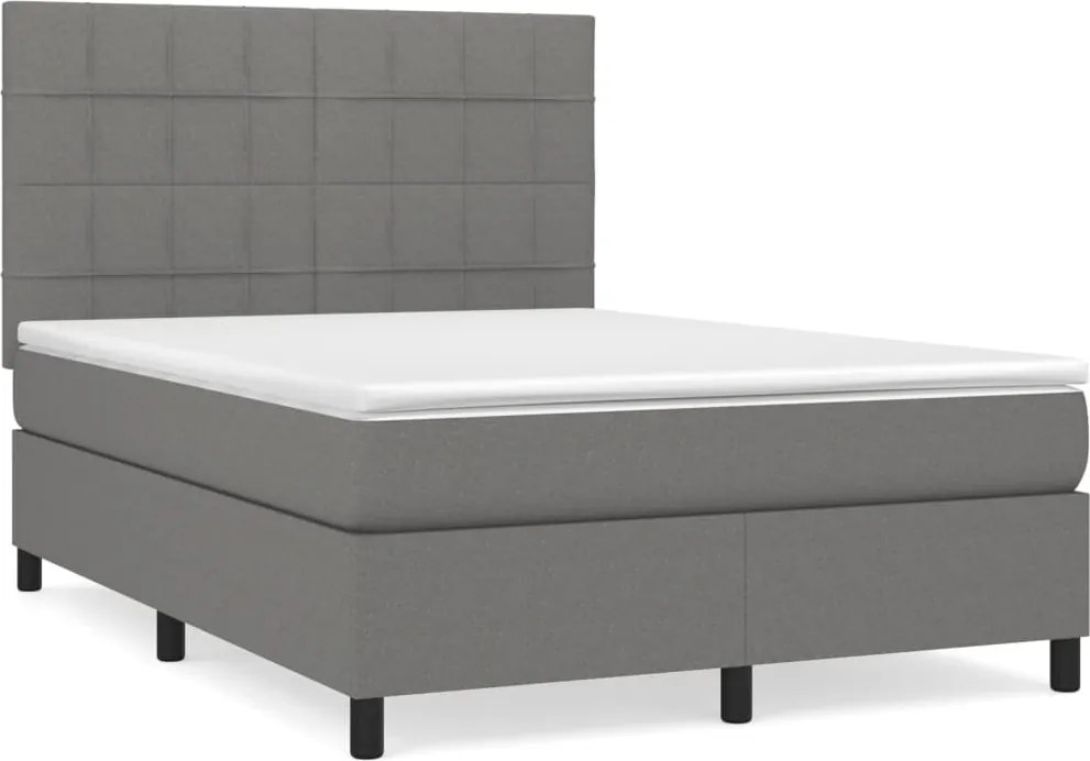 Box spring postel s matrací tmavě šedá 140x200 cm textil 3141778