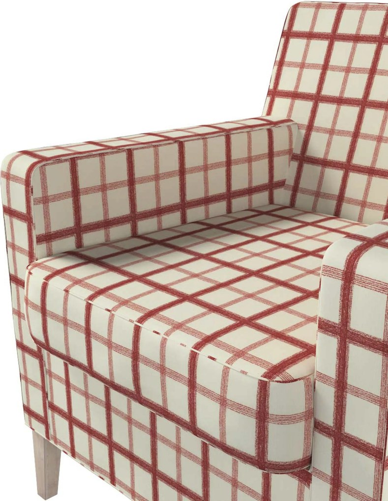 Potah na křeslo IKEA Karlstad barva červená látka vzorované