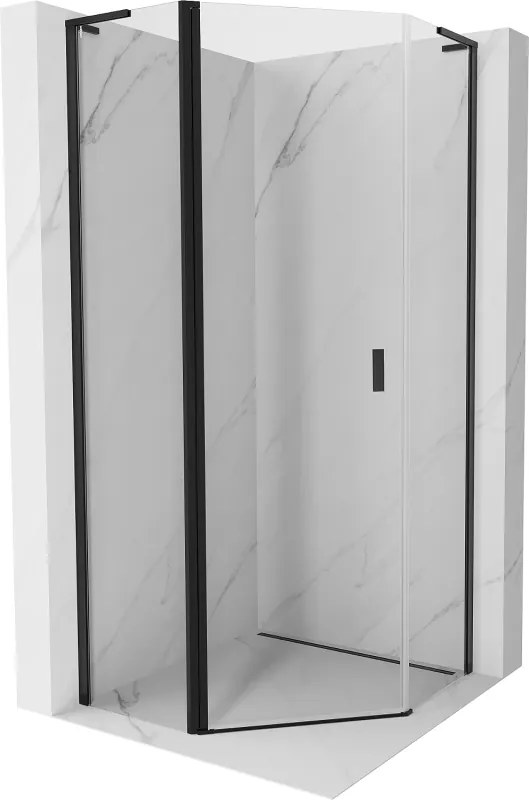Mexen Mist L, pětiúhelníkový sprchový kout s křídlovými dveřmi, 90 x 90 cm, 8mm čiré sklo, černý profil, 8A8L-090-090-70-00