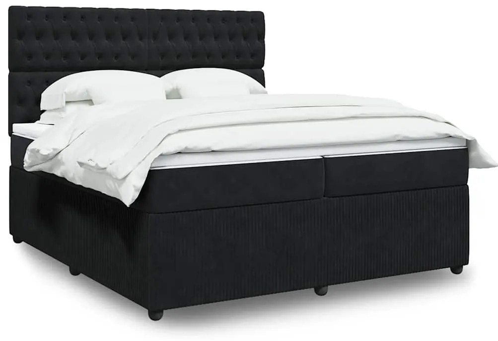 Box spring postel s matrací černá 200x200 cm samet 3292438