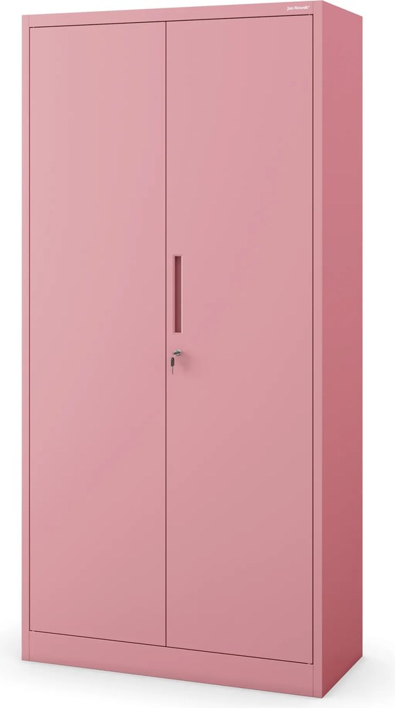 Víceúčelová kovová skříň s tyčí na šaty, pudrově růžová, 900x1850x450 mm: DAWID Fresh Style