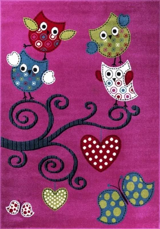 Ayyildiz Kusový koberec dětský Kids 420 fialový sovičky 080x150 cm