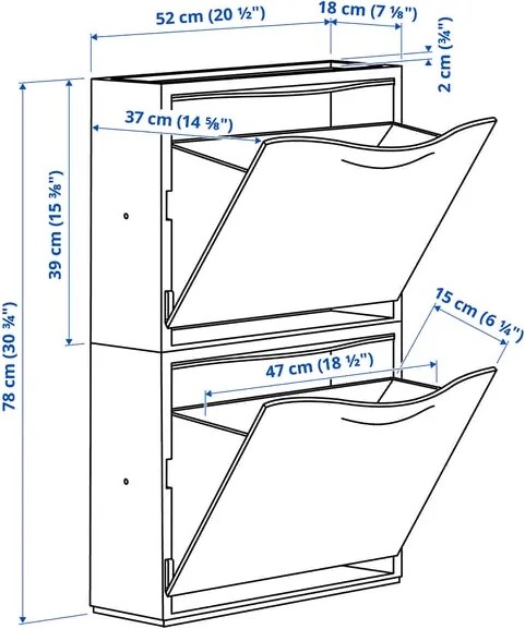 TRONES Botník, bílá, 52x18x39 cm