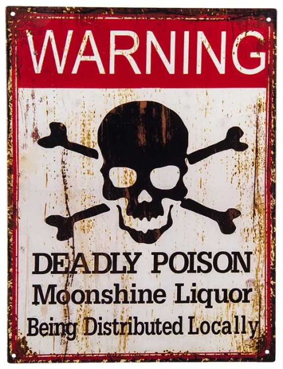 Nástěnná kovová cedule Warning – 25x1x33 cm