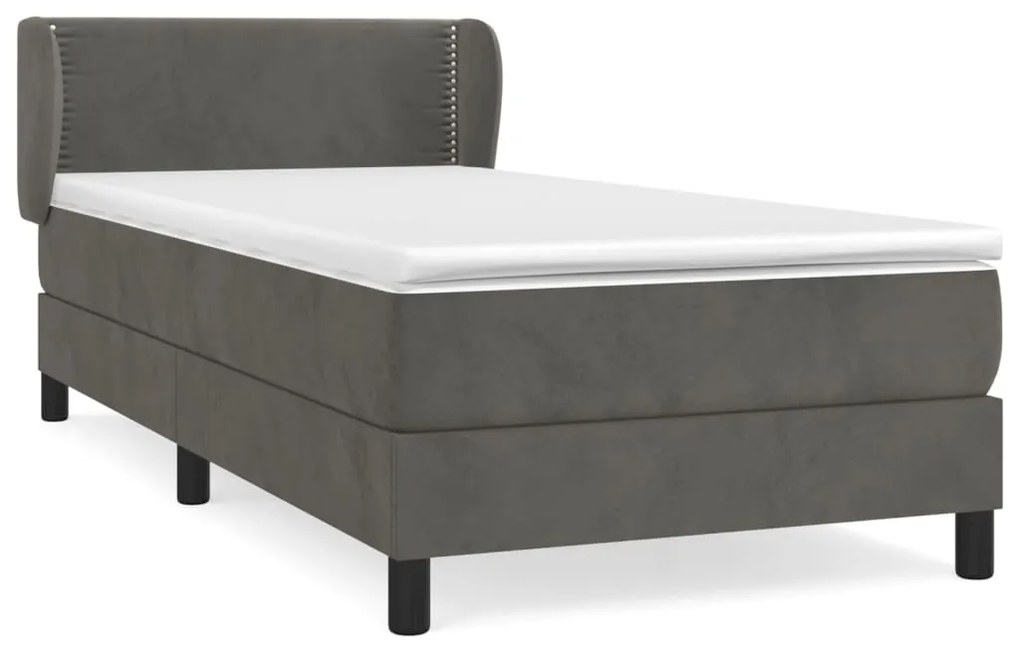 Box spring postel s matrací tmavě šedá 100x200 cm samet